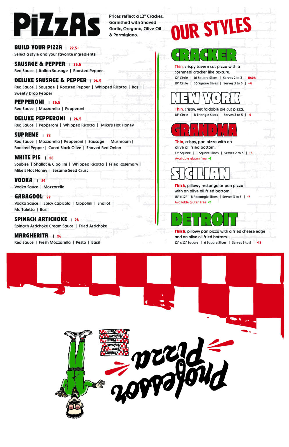 Menu - Professor Pizza Chicago