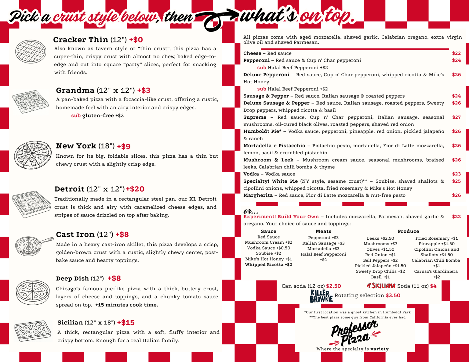 Menu - Professor Pizza Chicago
